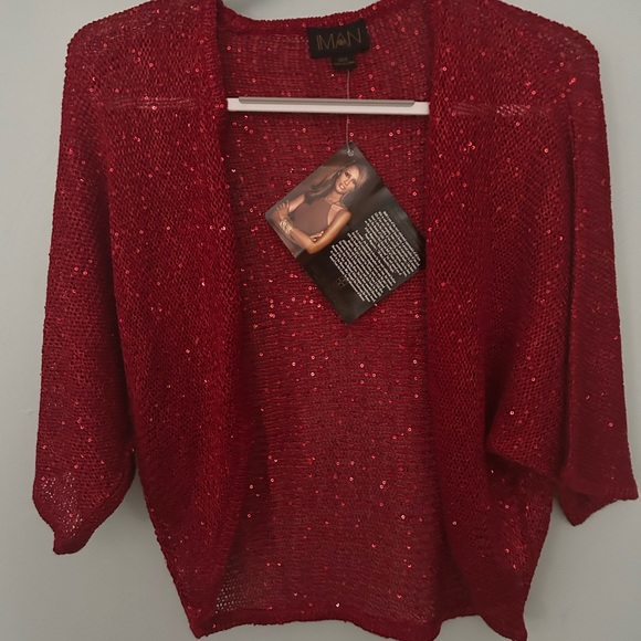 IMAN | Sweaters | Iman Red Glitter Shrug Size Xss | Poshmark
